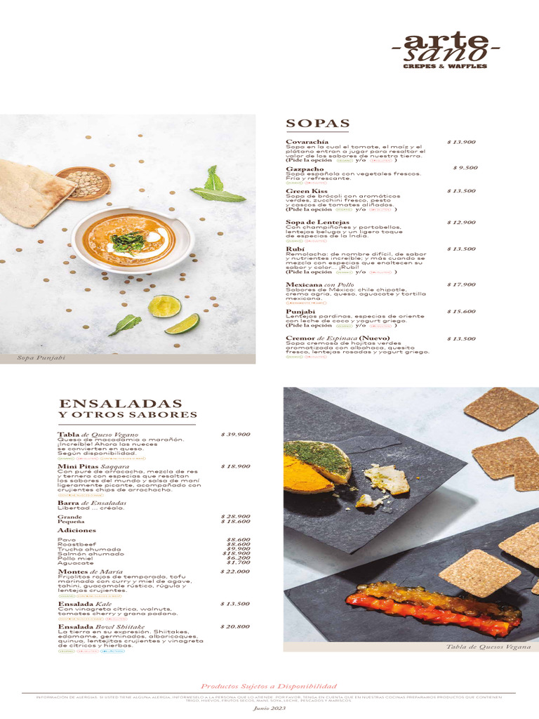 Artesano Menu Pag Web Junio | PDF | ensalada | Salsa
