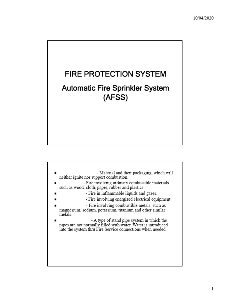 03-1 Fire Protection System (AFSS) | PDF | Fire Sprinkler System ...