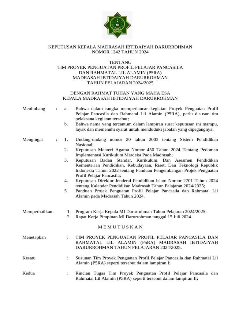 Lamp. 2. SK Tim Teaching Proyek P5RA | PDF