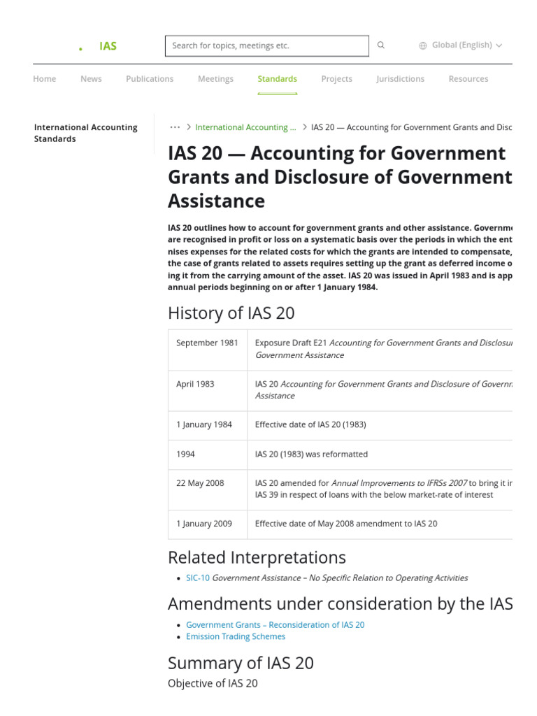IAS 20 - Accounting For Government Grants and Disclosure of Government Assistance | PDF | Income ...