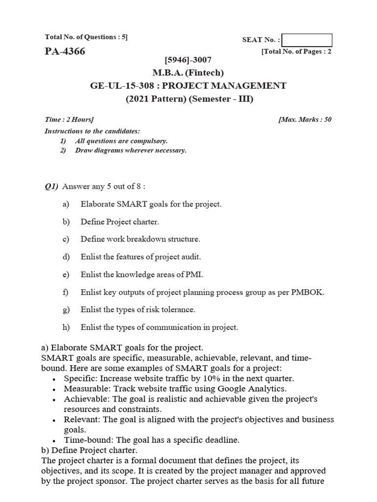308 (P2) PROJECT MANAGEMENT | PDF | Project Management | Risk