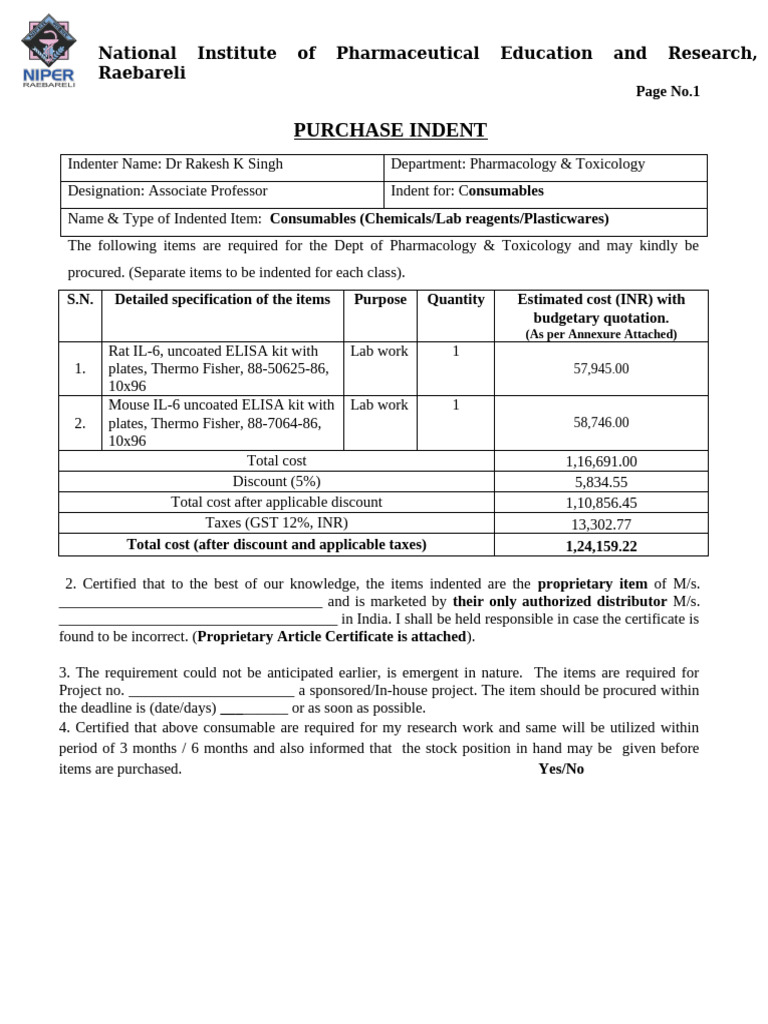 Procurement for Lab Consumables | PDF | Specification (Technical ...