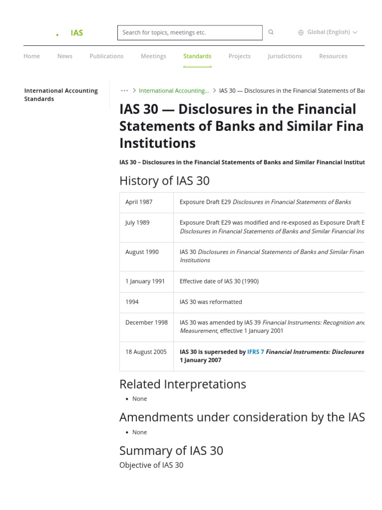 IAS 30: Bank Financial Disclosures | PDF | International Financial ...