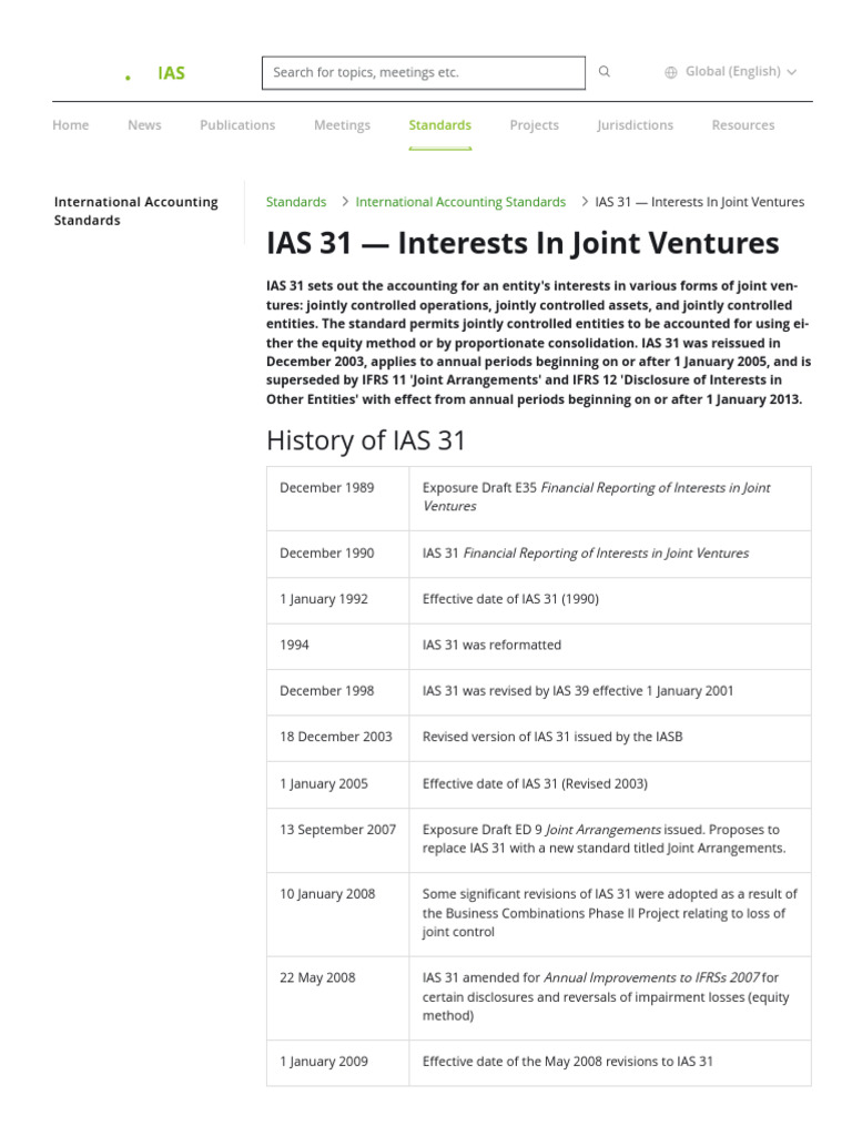 IAS 31: Joint Ventures Accounting Guide | PDF | International Financial ...