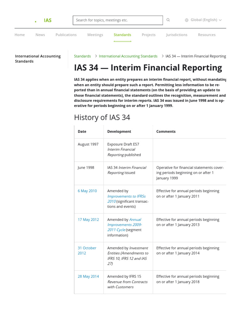 IAS 34 - Interim Financial Reporting | PDF | International Financial Reporting Standards | Fair ...