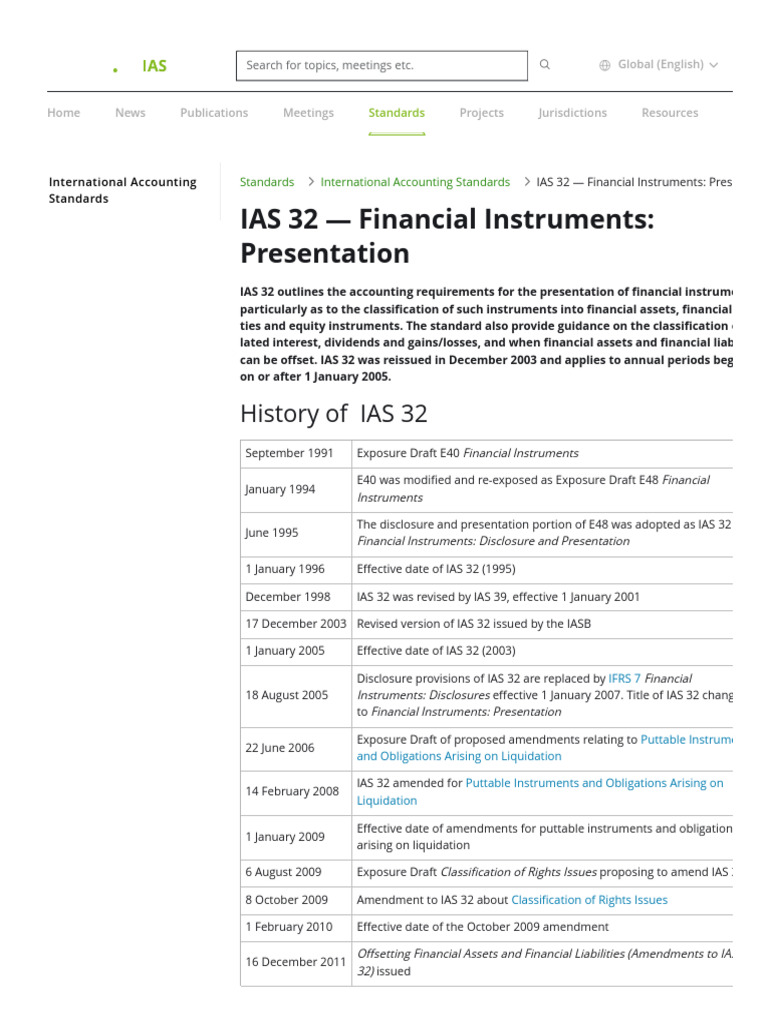 IAS 32 - Financial Instruments - Presentation | PDF | International Financial Reporting ...