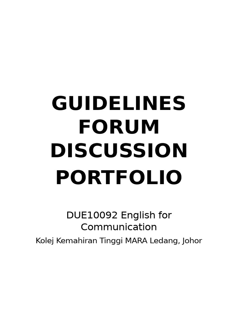 Guidelines Forum Discussion Portfolio Jj2025 | PDF | Learning | Behavior Modification