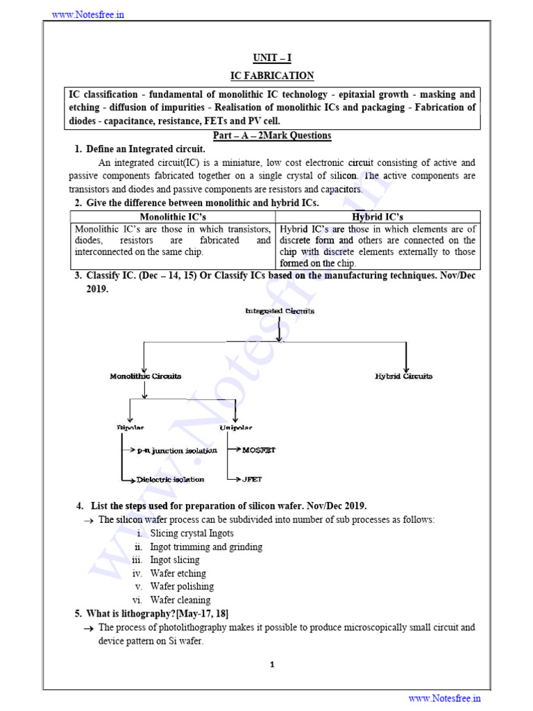 Unit 1 Pdf Integrated Circuit Electronic Circuits