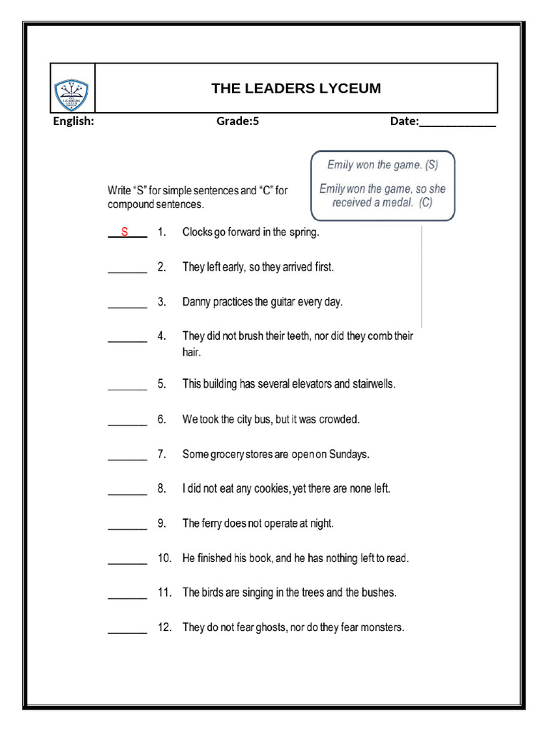 Simple and Compound Sentences | PDF