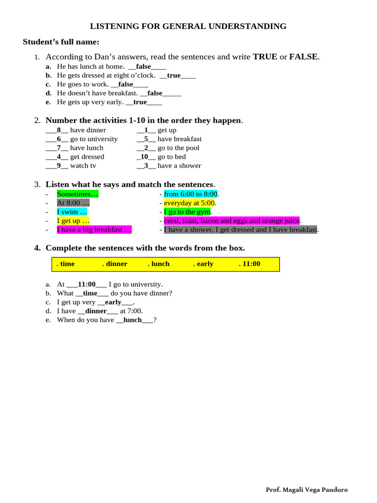 Listening Comprehension Exercise | PDF