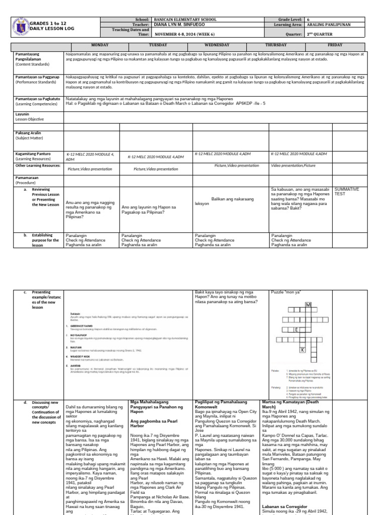 DLL Araling-Panlipunan-6 Q2 W5 | PDF