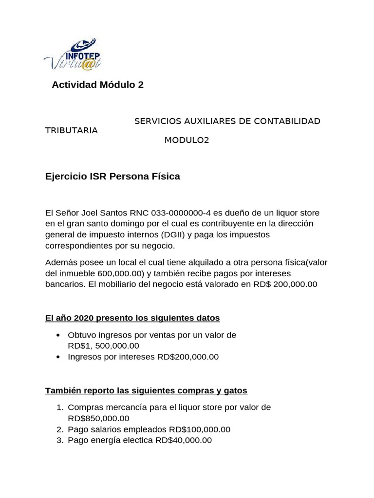 Actividad Módulo 2 MODULO 2 ISR | PDF