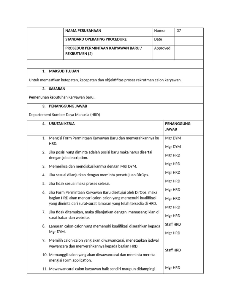 Contoh Surat SDM | PDF