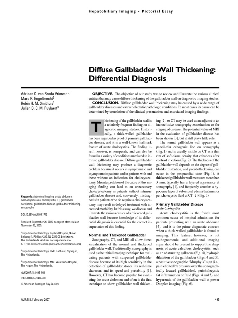 Diffuse Gallbladder Wall Thickening- Differential Diagnosis | PDF | Gallbladder | Medical Ultrasound