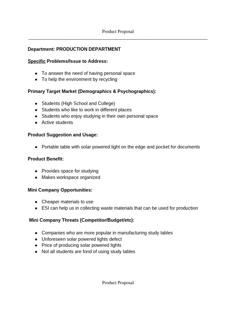 Product Proposal | PDF