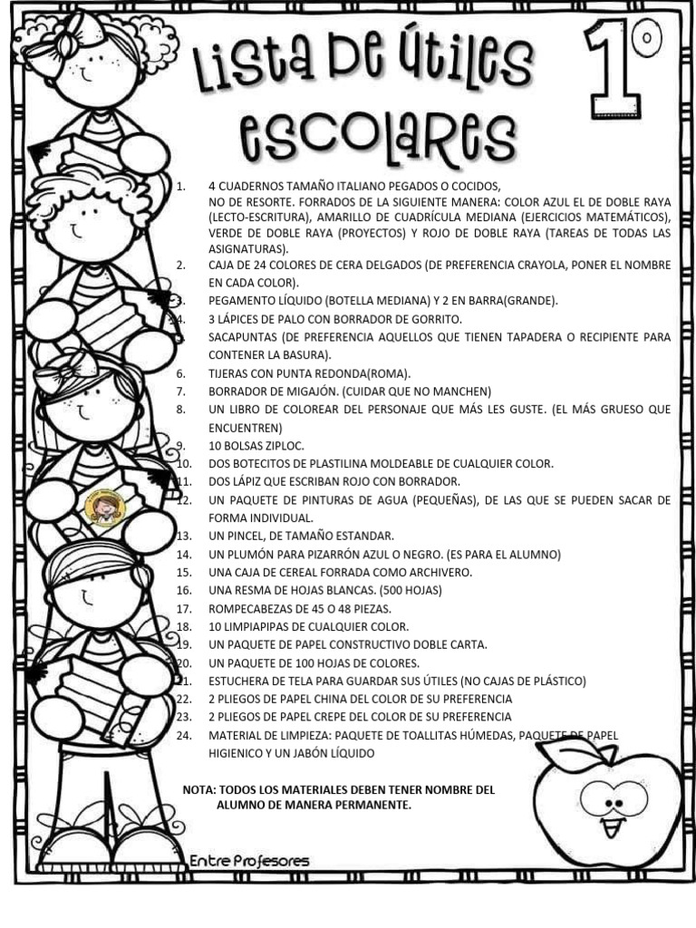 Lista de Utiles Primer Grado | PDF