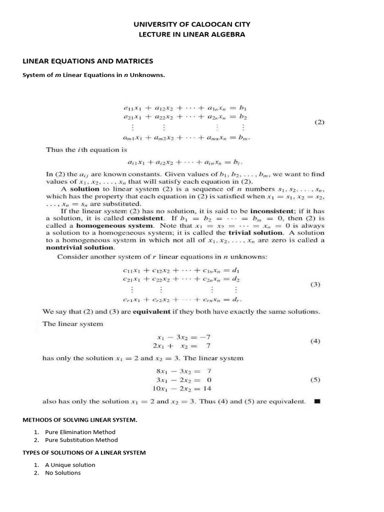 Solving Linear System | PDF
