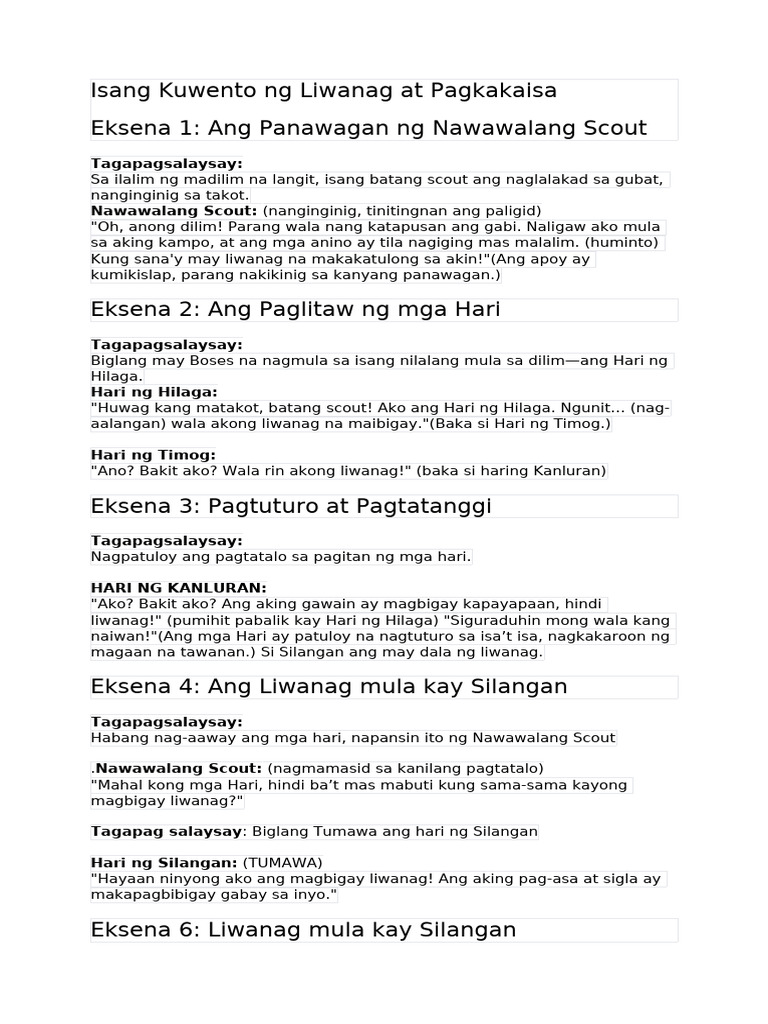 Isang Kuwento NG Liwanag at Pagkakaisa | PDF