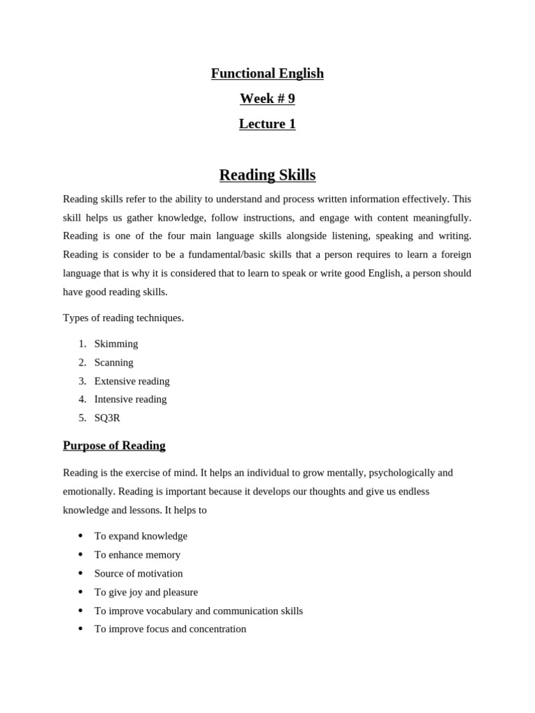 Functional English | PDF | Speed Reading | Cognitive Psychology