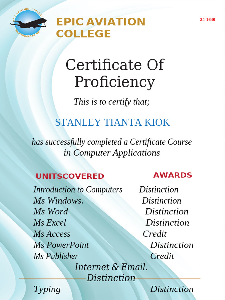 Certificate in Computer Applications | PDF