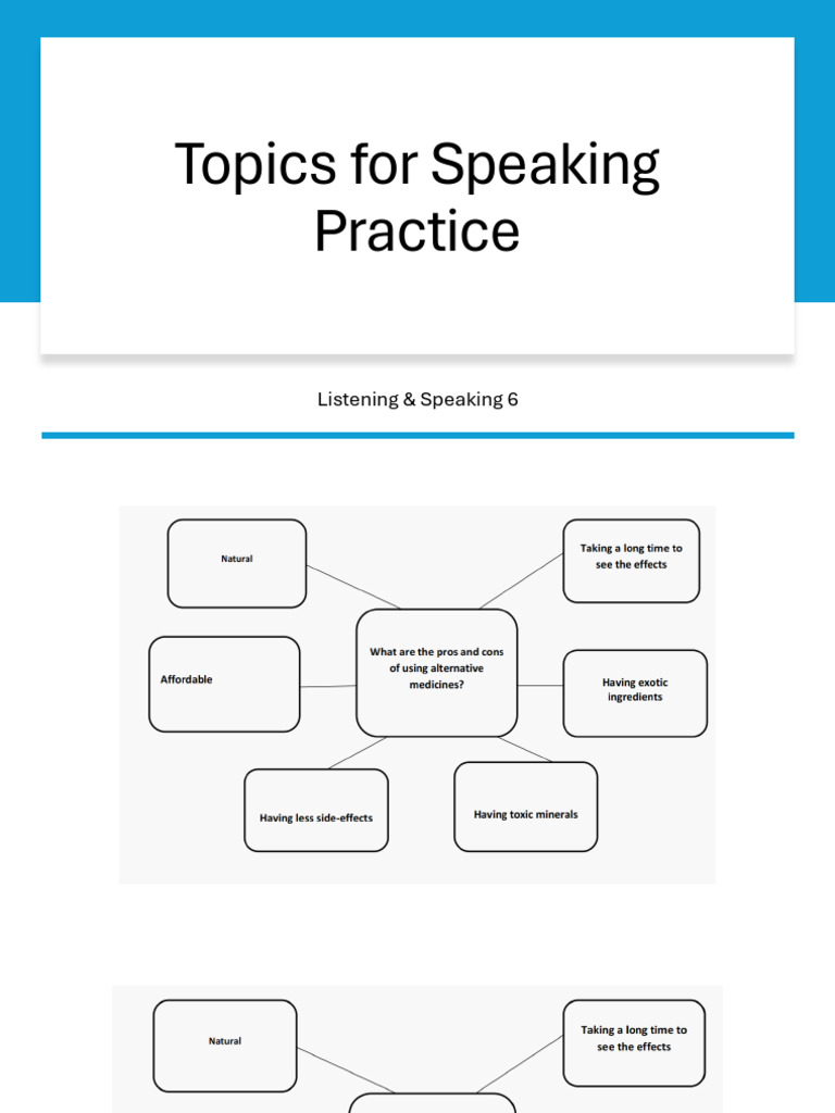 Engaging Topics for Speaking Practice | PDF | Alternative Medicine ...