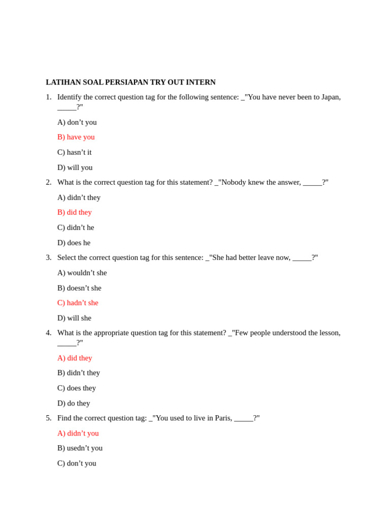 Latihan Soal Try Out | PDF