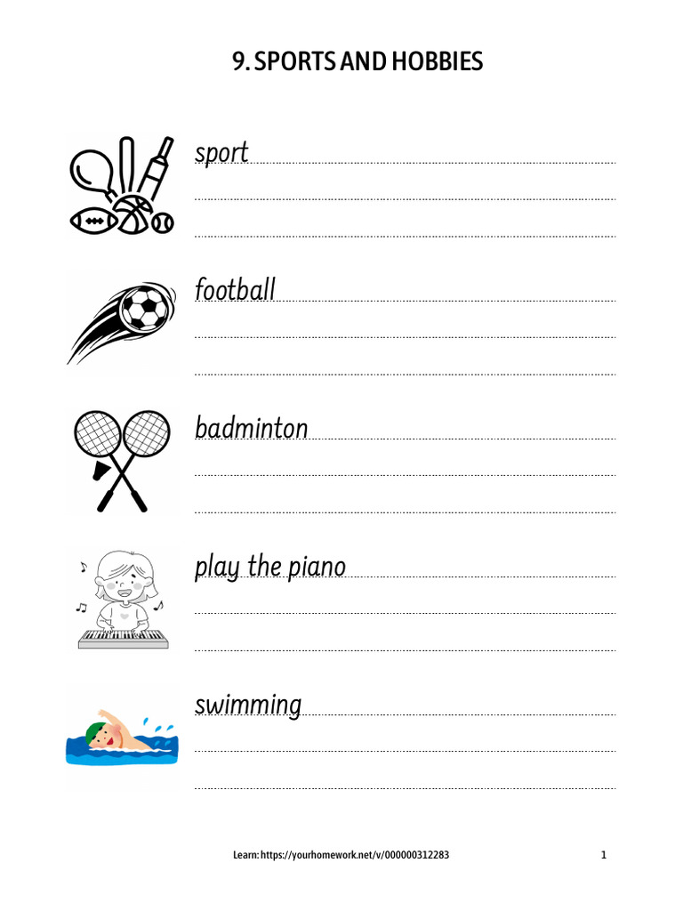 Sports and Hobbies Vocabulary Guide | PDF