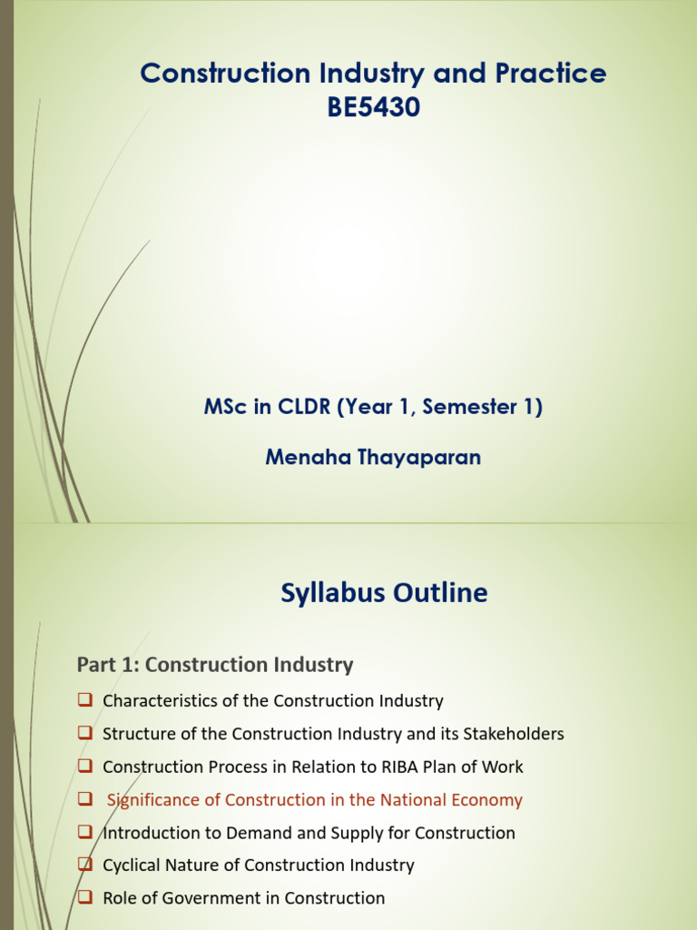 Lesson 4 - Significance of Construction in National Economy | PDF ...