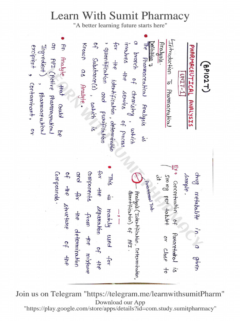 UNIT-1. Pharmaceutical Analysis. SEM-1st. | PDF