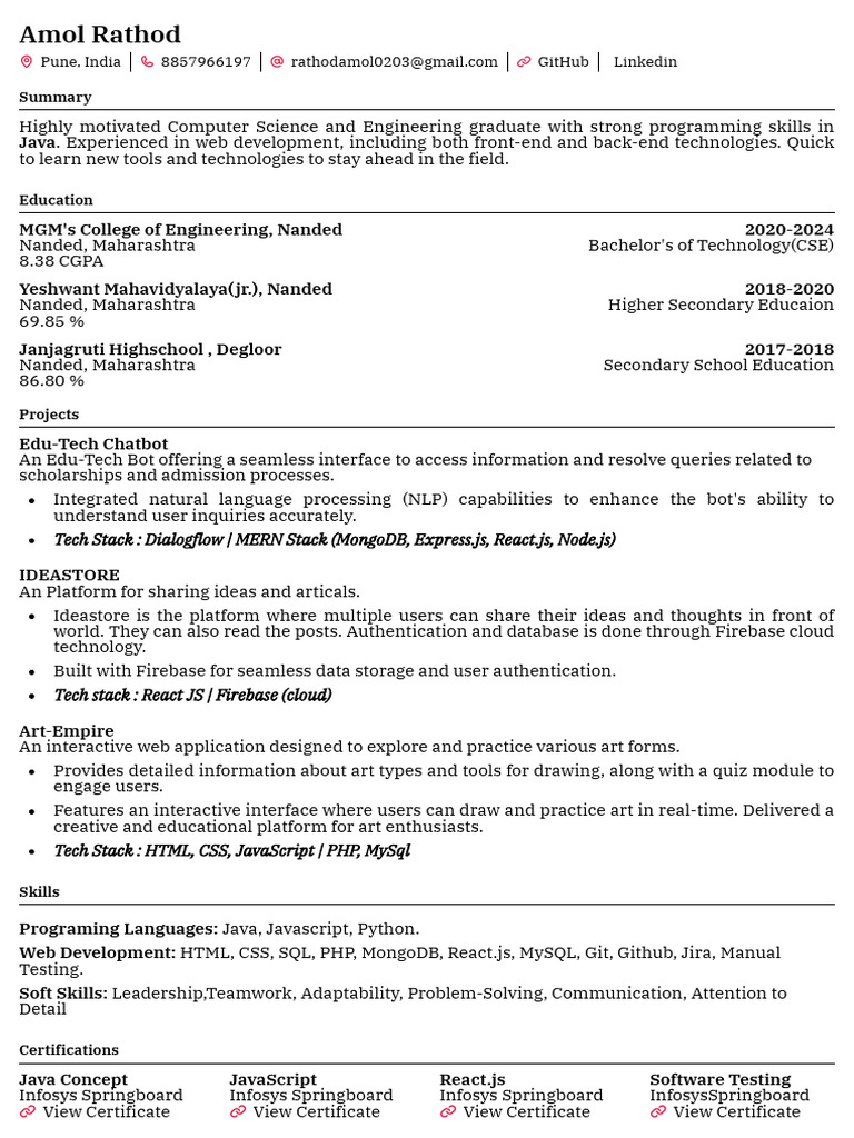 Amol Rathod New | PDF | Web Development | My Sql