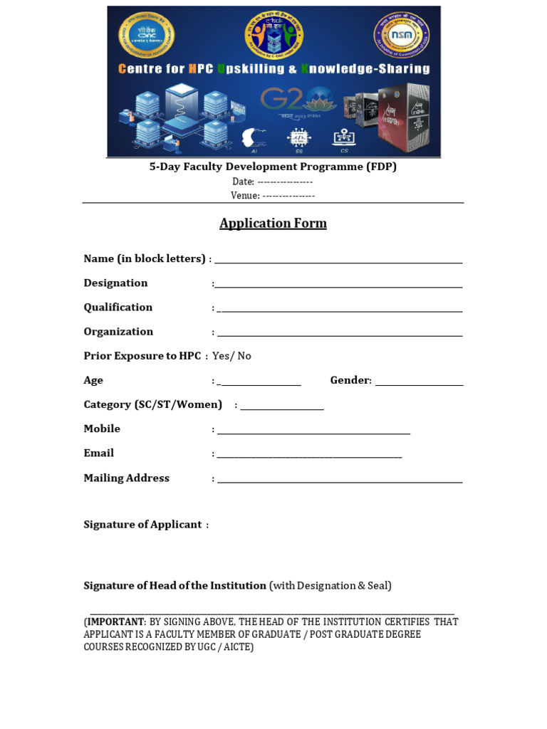 FDP Application Form Template | PDF