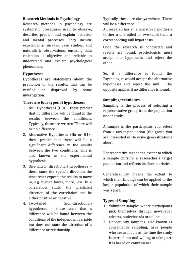 Research Methods in Psychology | PDF | Experiment | Hypothesis