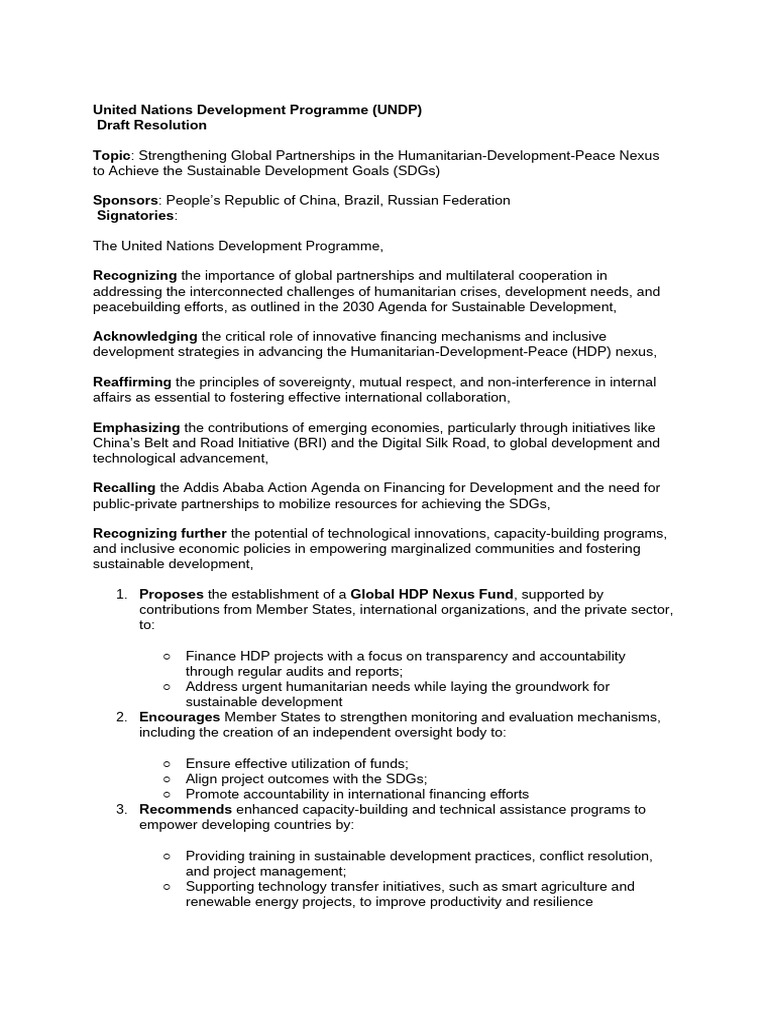 United Nations Development Programme (UNDP) | PDF | United Nations ...
