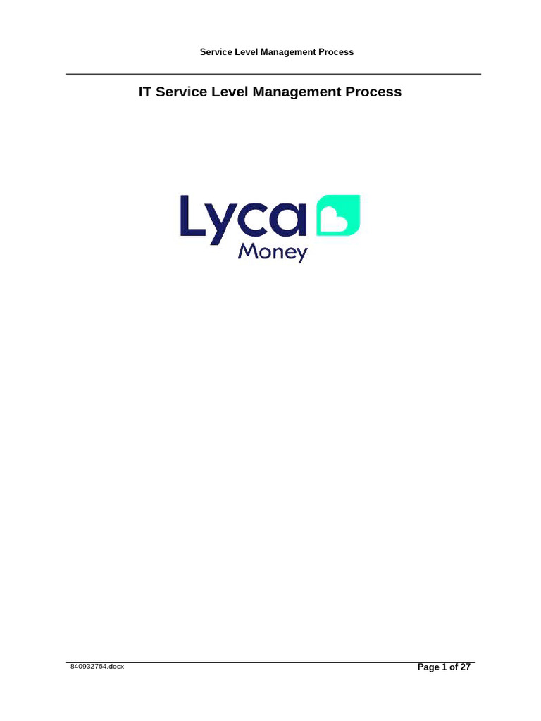 Service Level Management Process 2025 | PDF | Service Level Agreement ...