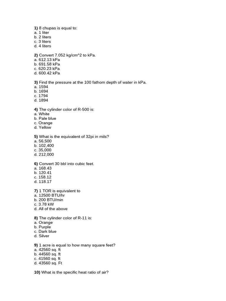 CONSTANTS AND CONVERSIONS (100 Items) ES ME REVIEW BATCH FEB 2022 | PDF | Pascal (Unit ...