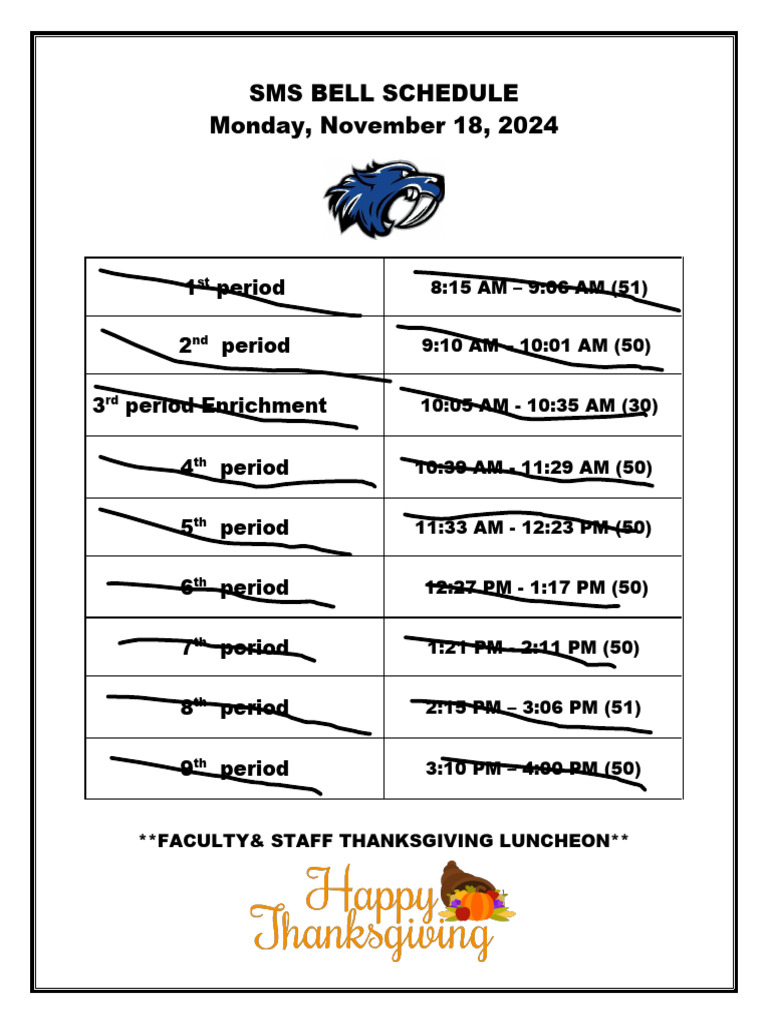 SMS Daily Bell Schedule | PDF