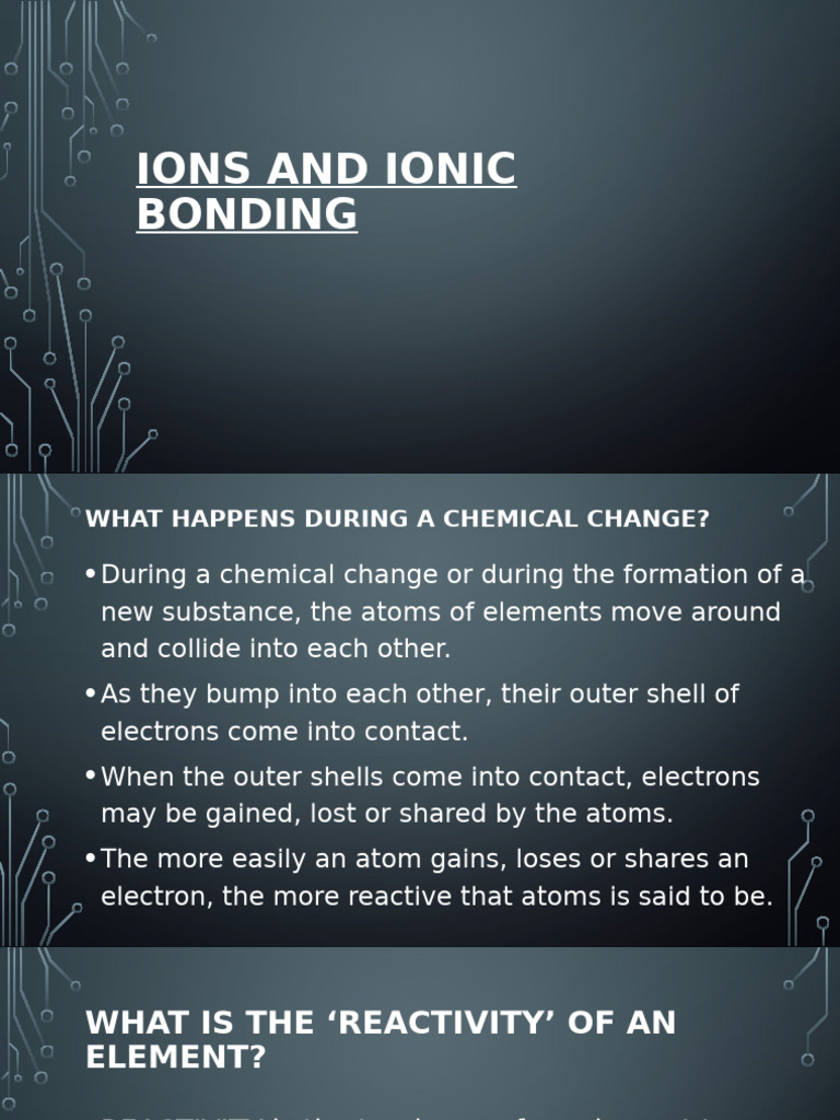 17 - Ions and Ionic Bonding RHK | PDF | Ion | Chemical Compounds