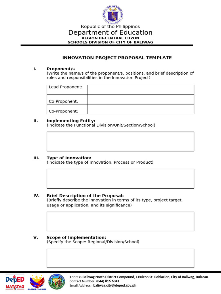 Innovation Project Proposal Template | PDF