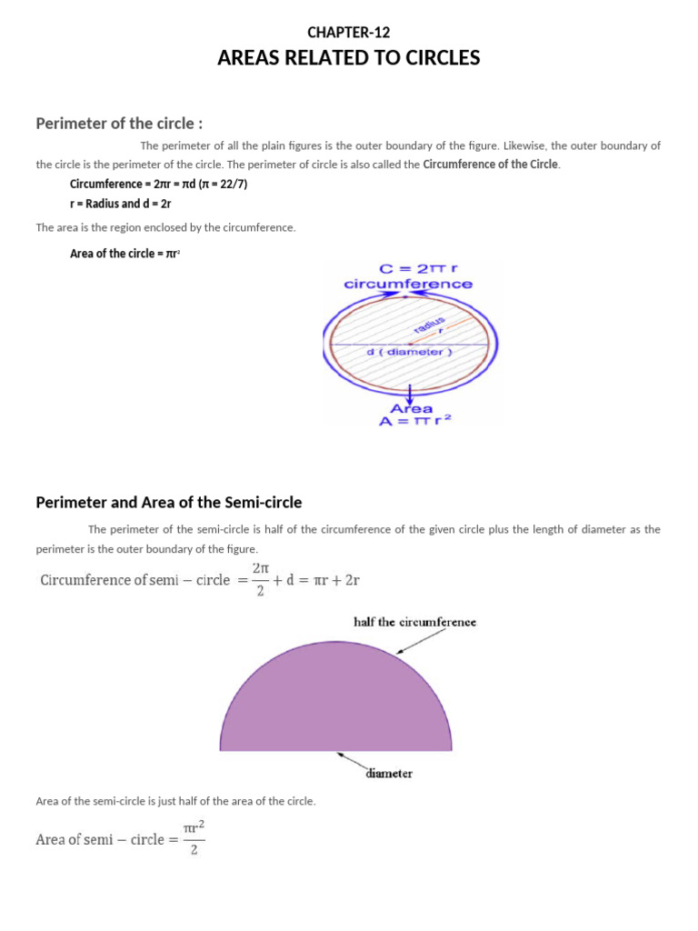 Areas Relatedto Circles | PDF | Area | Circle