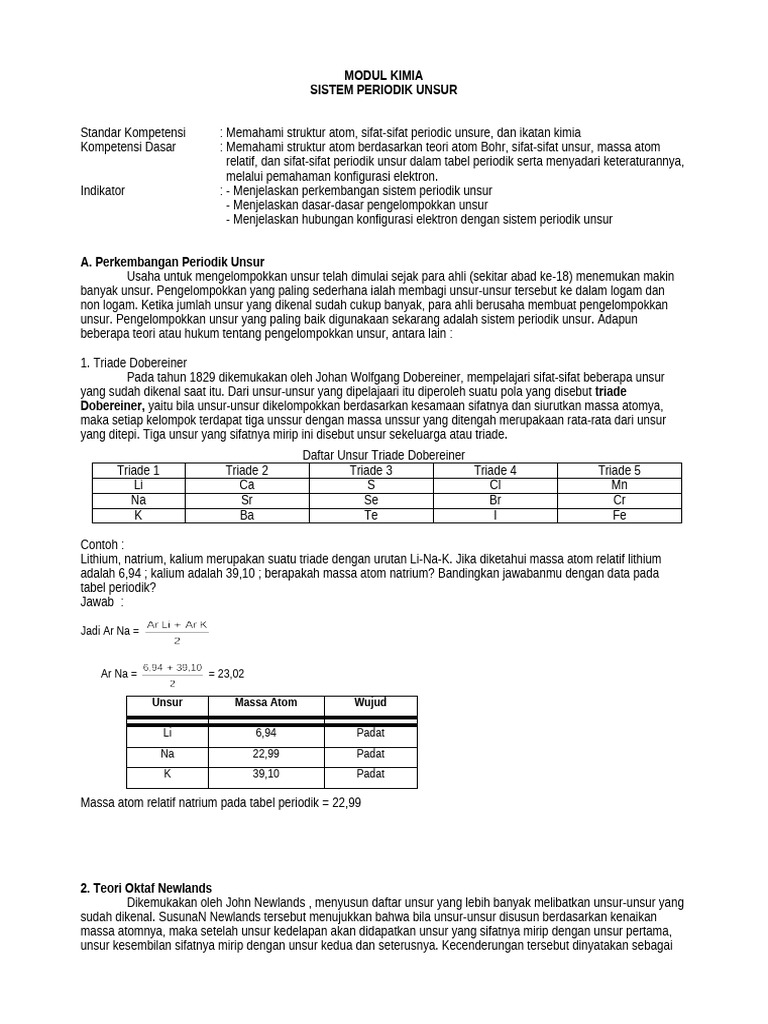 Modul Kimia Sistem Periodik Unsur | PDF