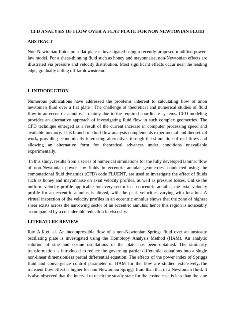 25.CFD ANALYSIS OF FLOW OVER A FLAT PLATE FOR NON NEWTONIAN FLUID | PDF ...