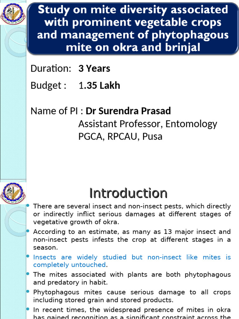 Presentation - of Project Proposal - Okra and Brinjal | PDF | Pest ...