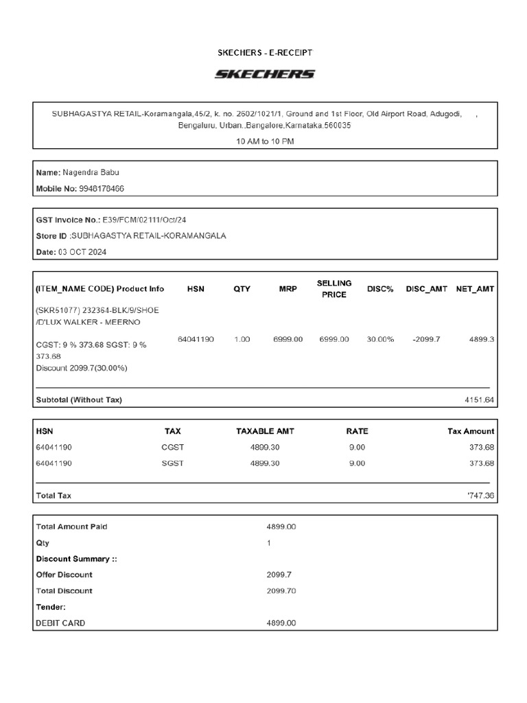 Sket Shoe Invoice | PDF