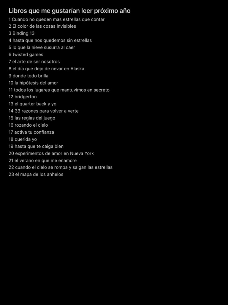 Libros que me gustarían leer próximo año | PDF