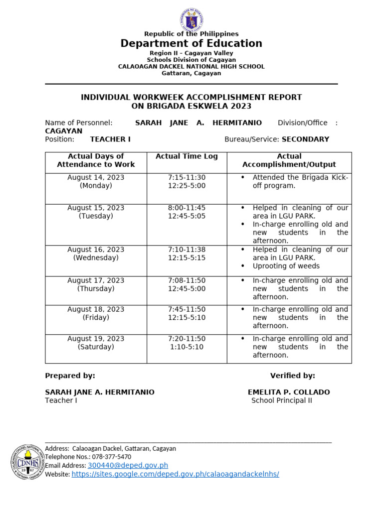 Accomplishment Brigada 2022 2023 | PDF