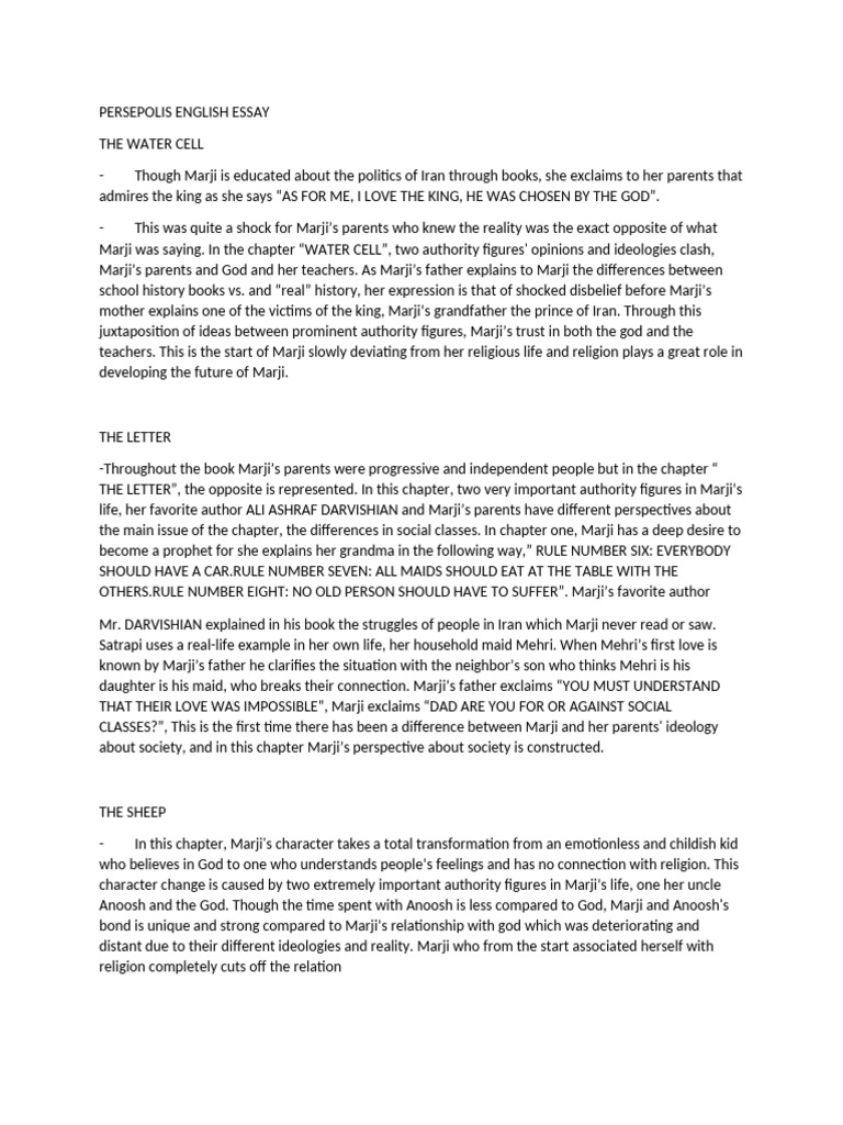 Persepolis-English Essay | PDF
