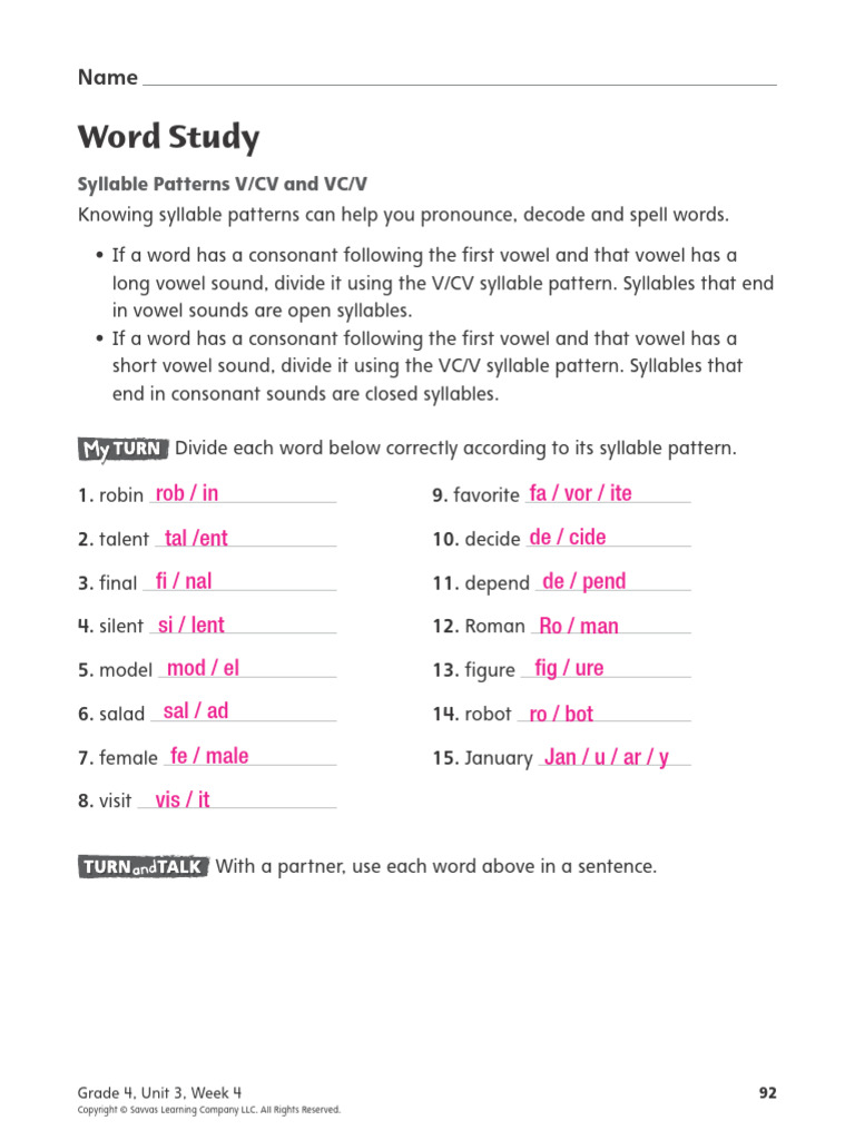 MV20 G4U3W4 Word Study Practice AK Web | PDF