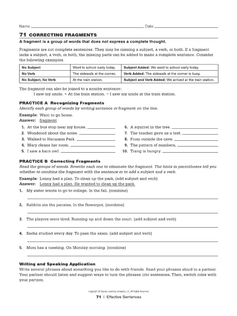 Correcting Fragments | PDF