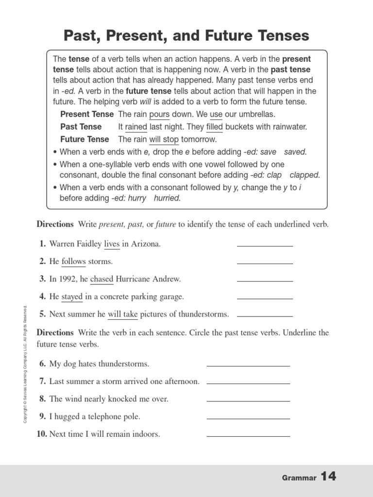 Grammar 14 Past, Present, and Future Tenses | PDF | Grammatical Tense ...