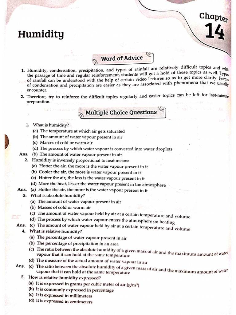 Oswal Gurukul Geography ch14 Humidity | PDF